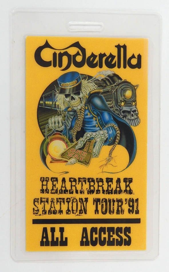 Cinderella - 'Heartbreak Station Tour 1991' Vintage Laminated Backstag ...