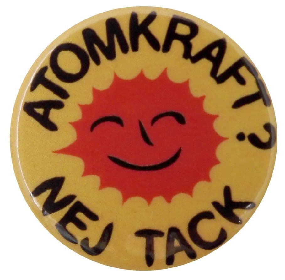 Nuclear Power? No Thanks - 'Swedish' Button Badge – Rock by Mail