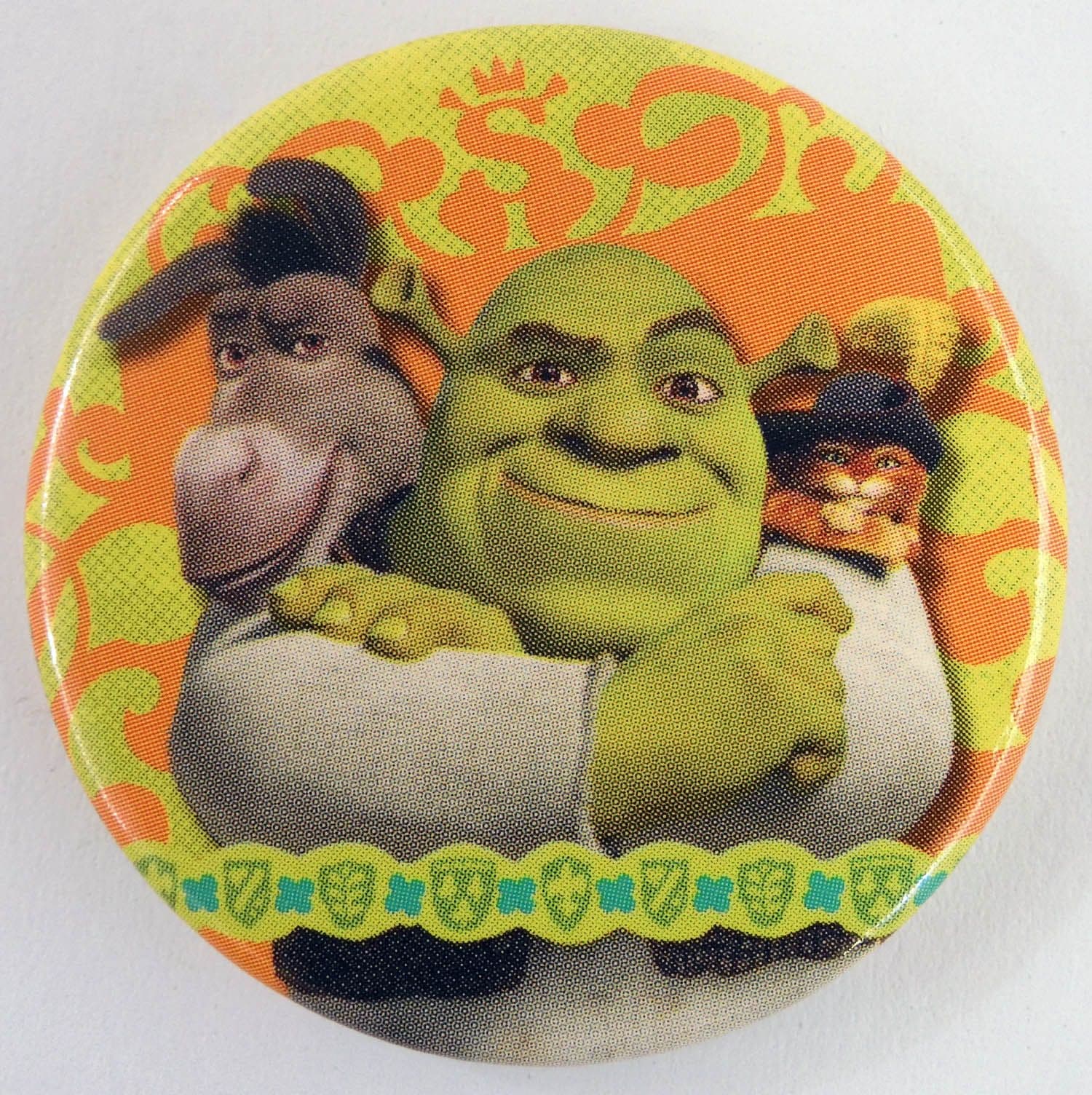 Shrek - 'With Donkey & Puss' Large Button Badge – Rock by Mail